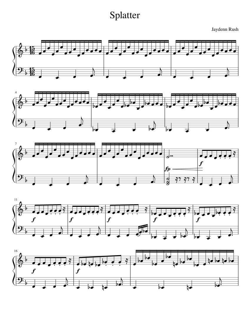 Splatter Sheet music for Piano (Solo) | Musescore.com