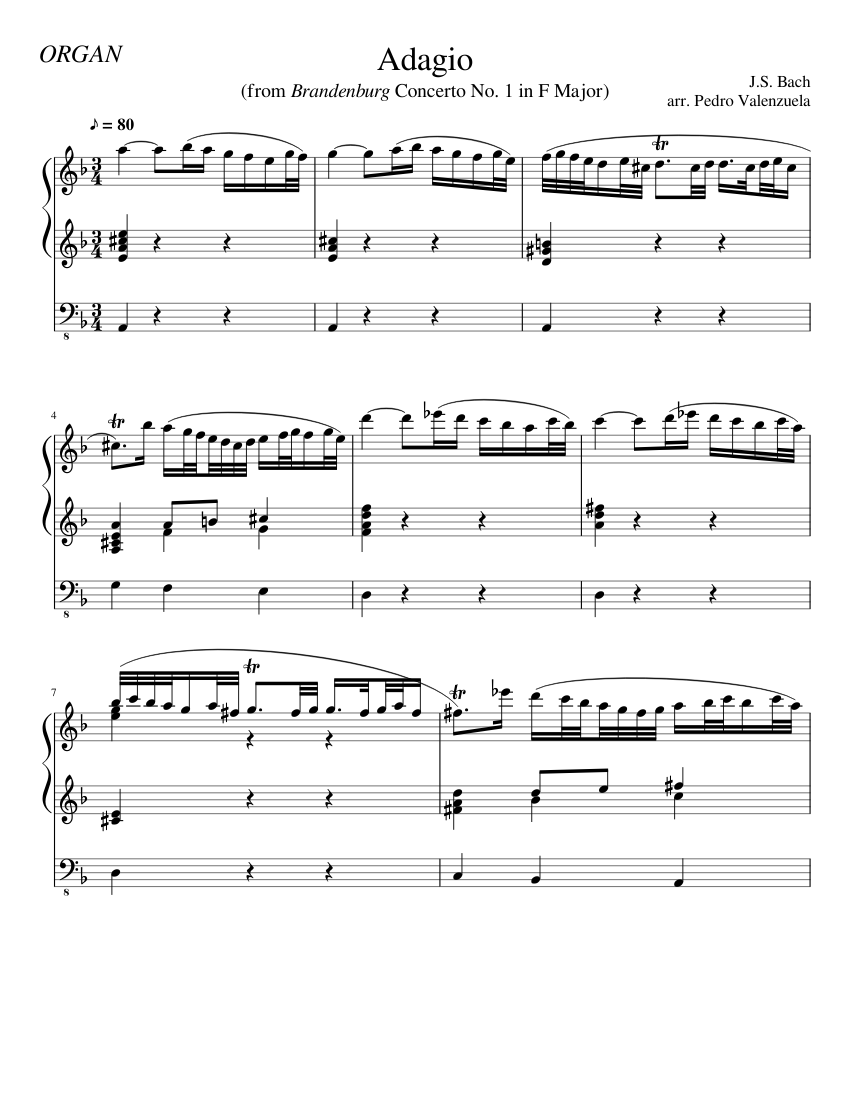 Adagio Sheet music for Organ (Solo) | Download and print in PDF or MIDI ...