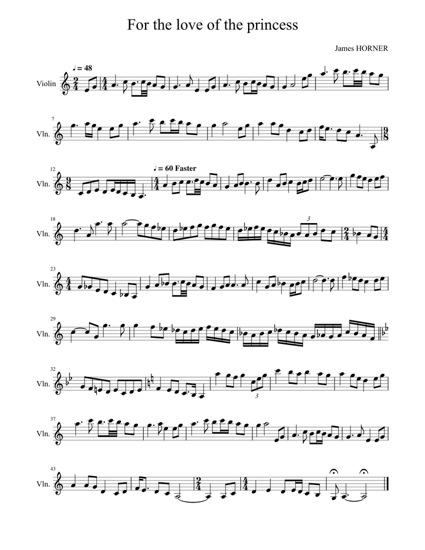 Braveheart : For the love of the princess Sheet music for Violin (Solo ...
