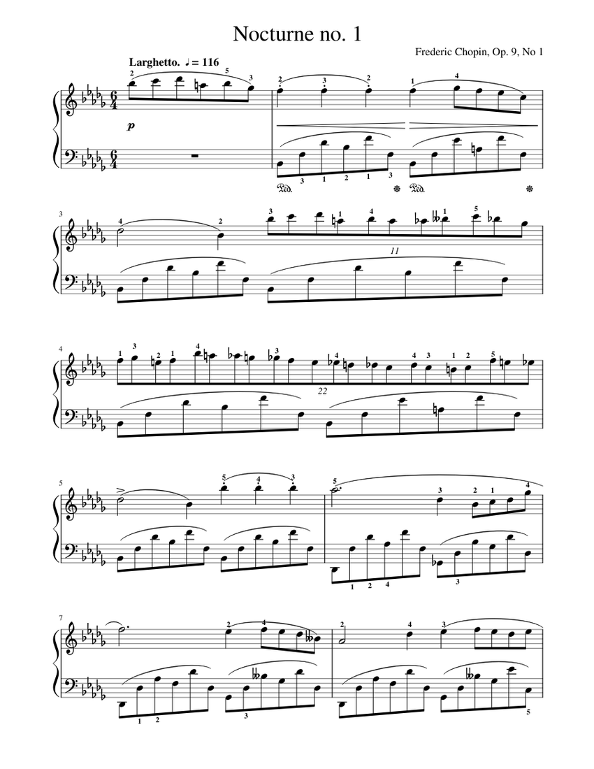 Chopin - Nocturne Op 9 No 1 (B Flat Minor) Sheet music for Piano (Solo ...