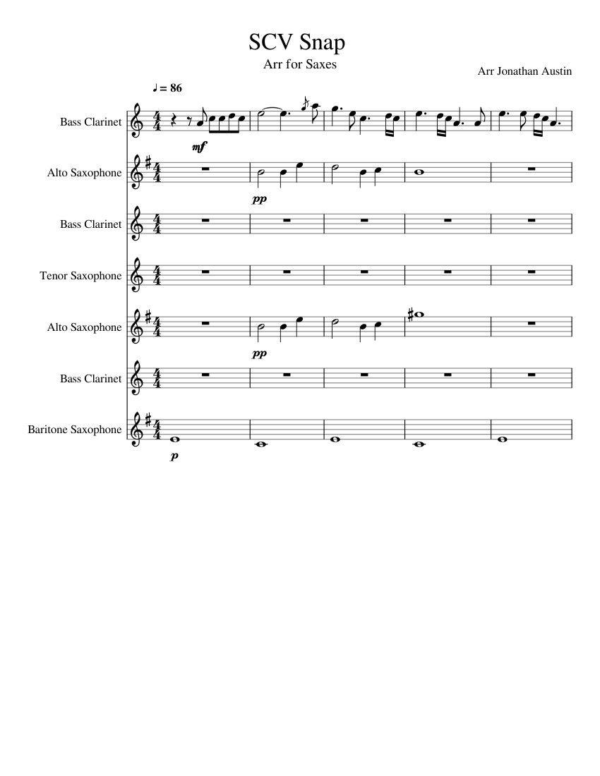 SCV Snap Sheet music for Clarinet bass, Saxophone alto, Saxophone tenor ...