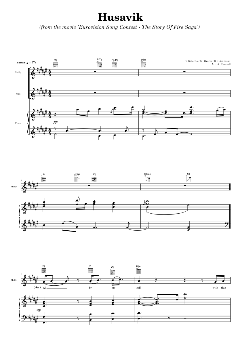 Husavik (My Home Town) - Molly Sandén Sheet music for Piano, Vocals ...