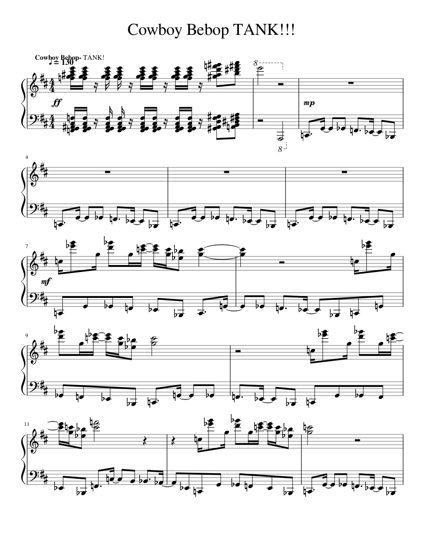 Cowboy Bebop TANK!!! Sheet music for Piano (Solo) | Musescore.com