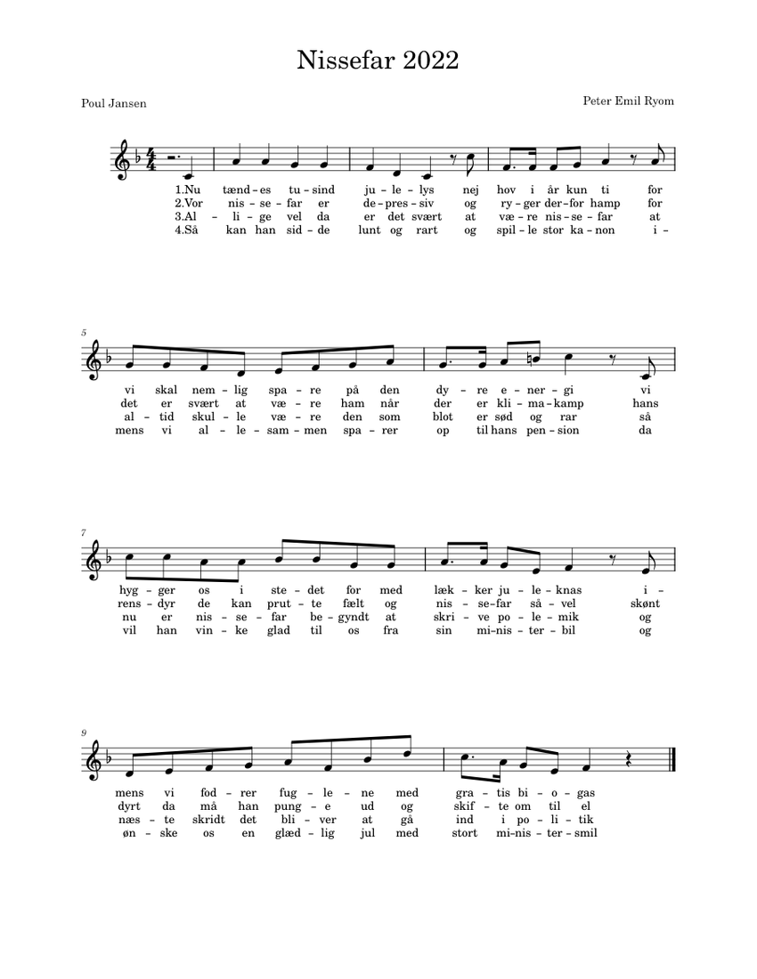 Nissefar 2022 Sheet music for Piano (Solo) Easy | Musescore.com