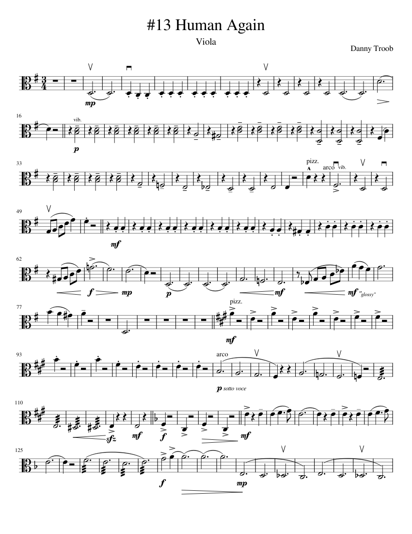 #13 Human Again Sheet music for Viola (Solo) | Musescore.com