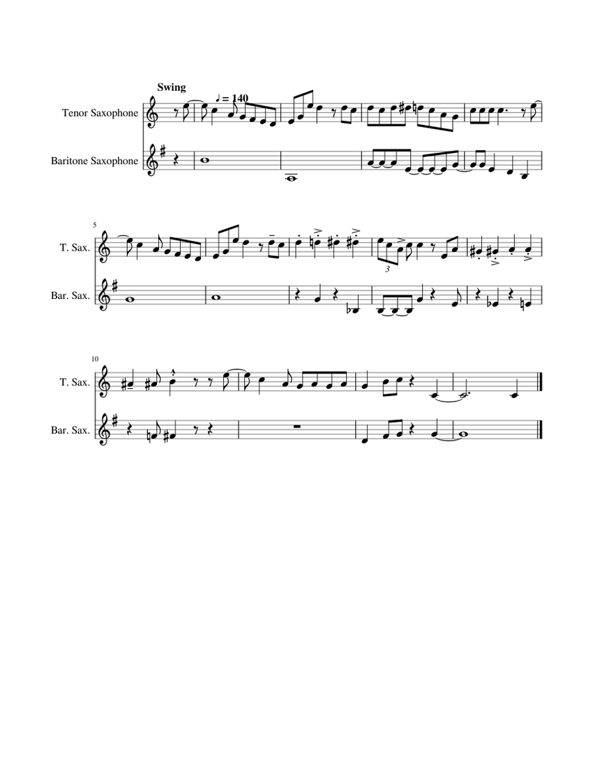 Solo for Jazz Tenor Sax (Dillon Walsh) Optional Bari Accompaniment ...