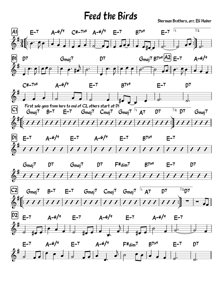 Feed the Birds Sheet music for Piano (Solo) | Musescore.com