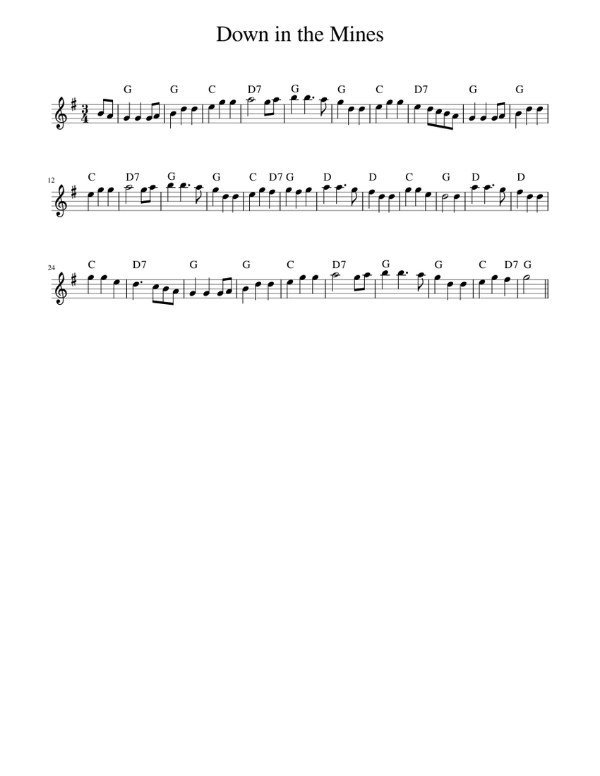Down in the Mines Sheet music for Piano (Solo) Easy | Musescore.com