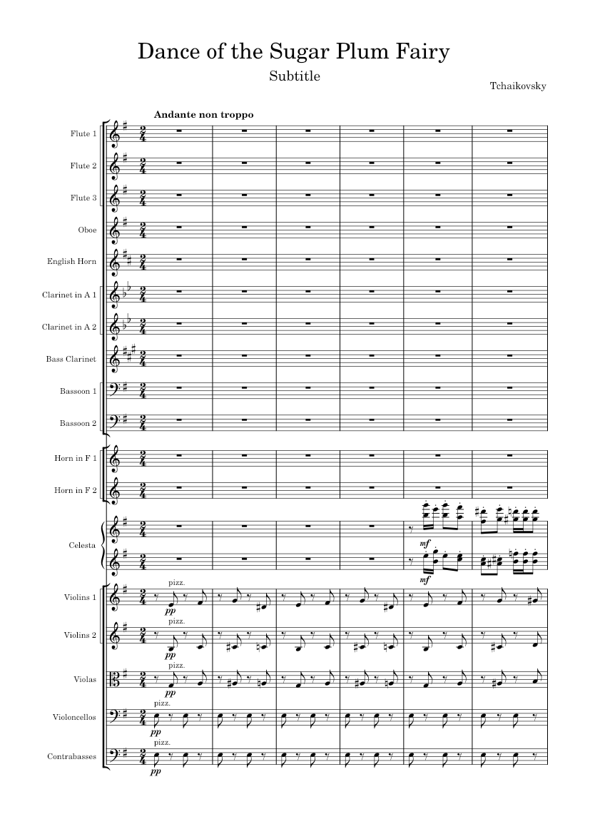 Dance of the Sugar Plum Fairy Sheet Music for Celesta, Flute, Oboe, Bassoon & more instruments ...