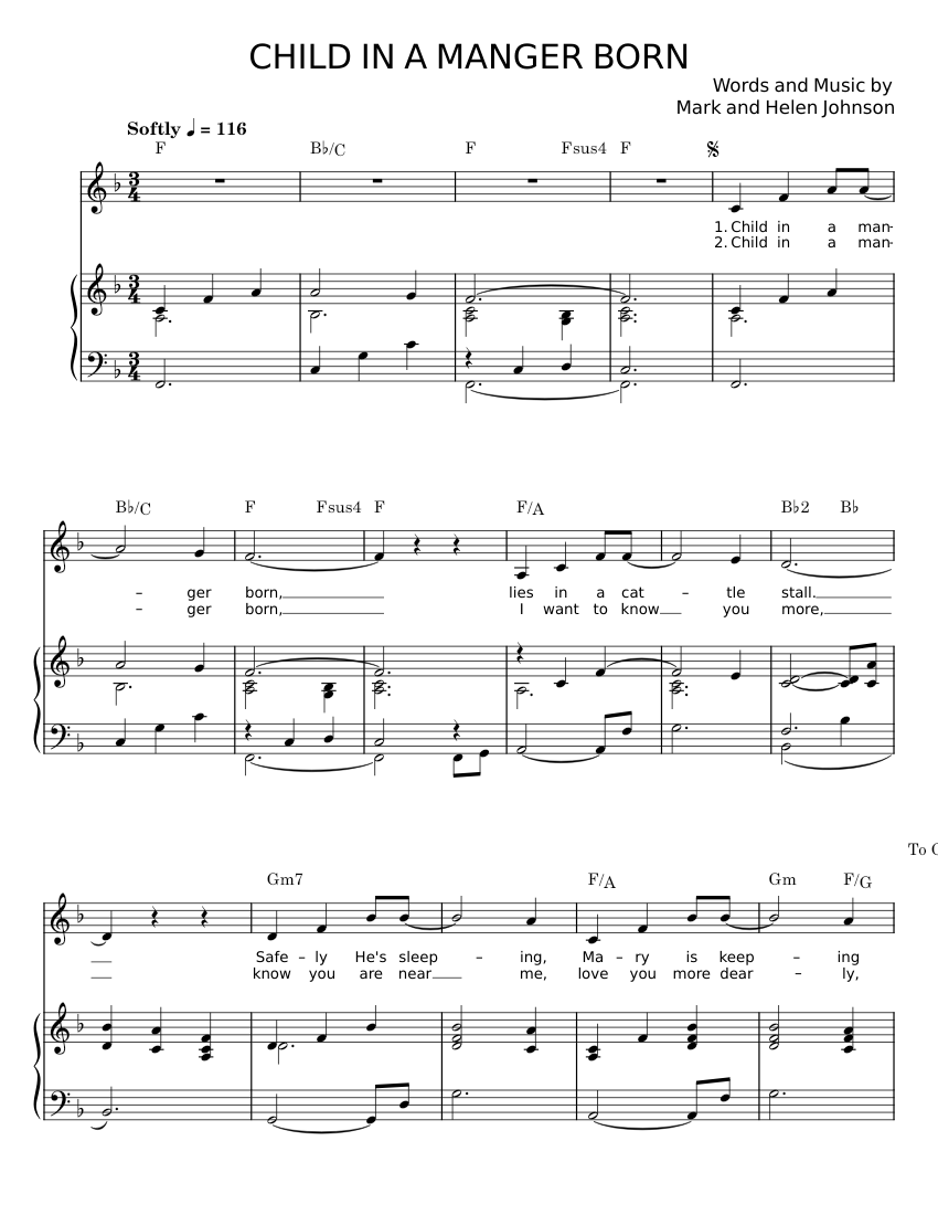 CHILD IN A MANGER BORN - Mark Sheet music for Piano, Synthesizer (Mixed ...