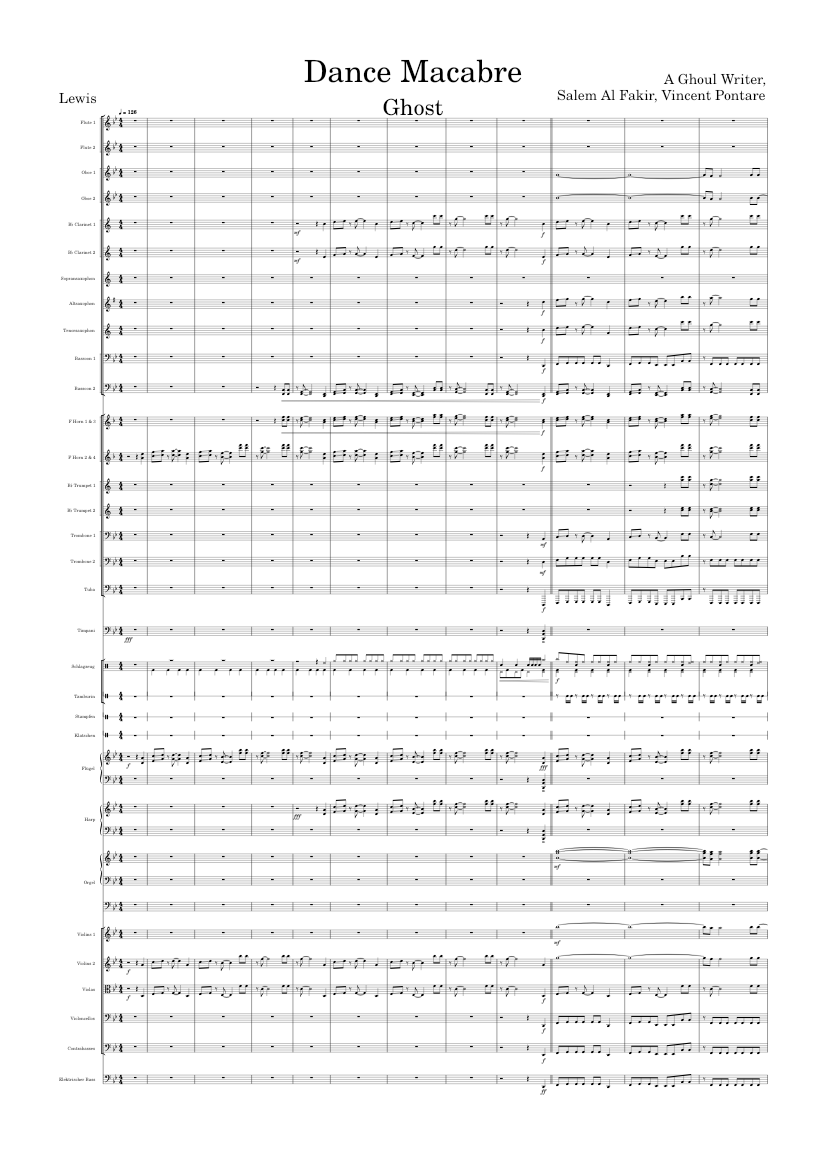 Dance macabre – Ghost (Orchestral Version) Sheet Music for Piano ...