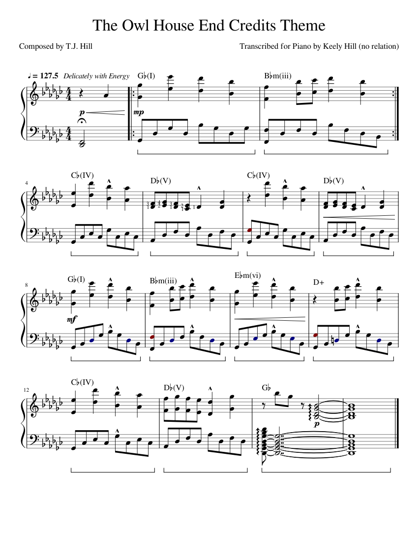 Owl House Credits Theme Sheet Music for Piano (Solo) easy | MuseScore.com