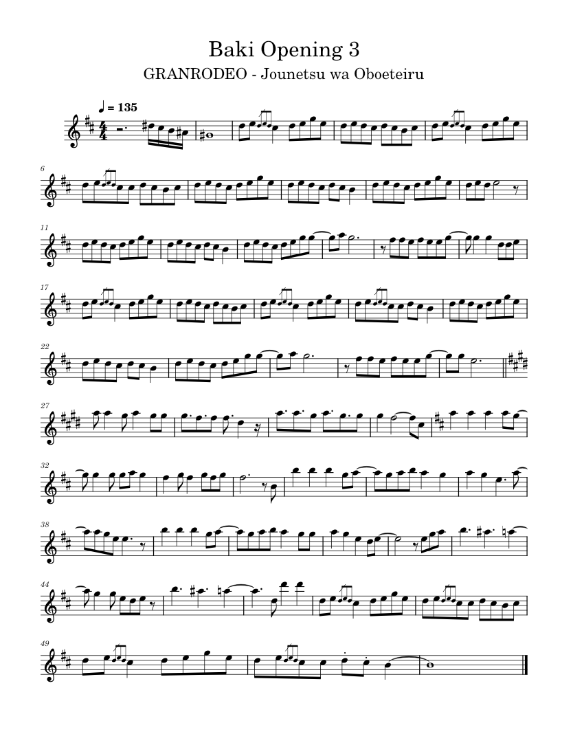 Baki Opening 3 Sheet Music for Flute (Solo) | MuseScore.com