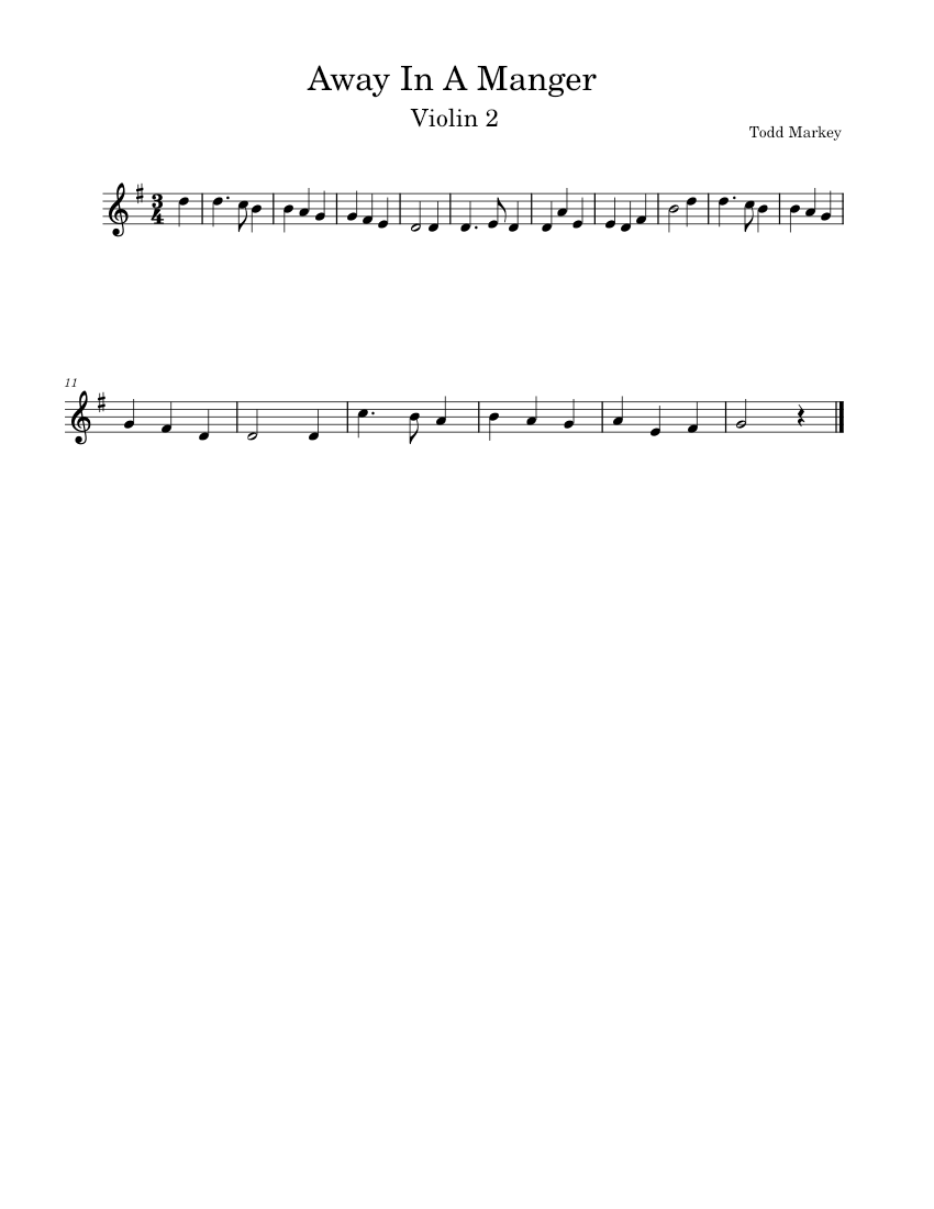 Away In A Manger - Todd Markey Sheet music for Violin (String Quartet ...