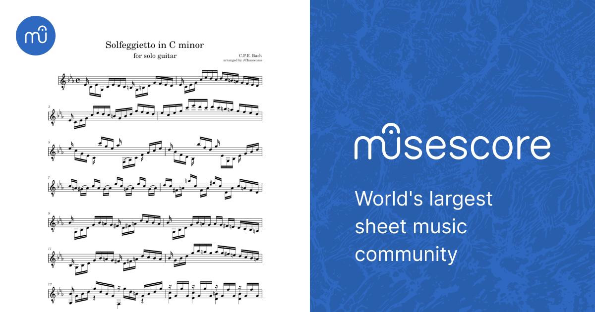 Solfeggio in C minor, H.220 – Carl Philipp Emanuel Bach for solo guitar ...