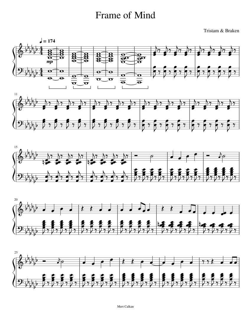 Tristam & Braken - Frame of Mind Sheet music for Piano (Solo ...