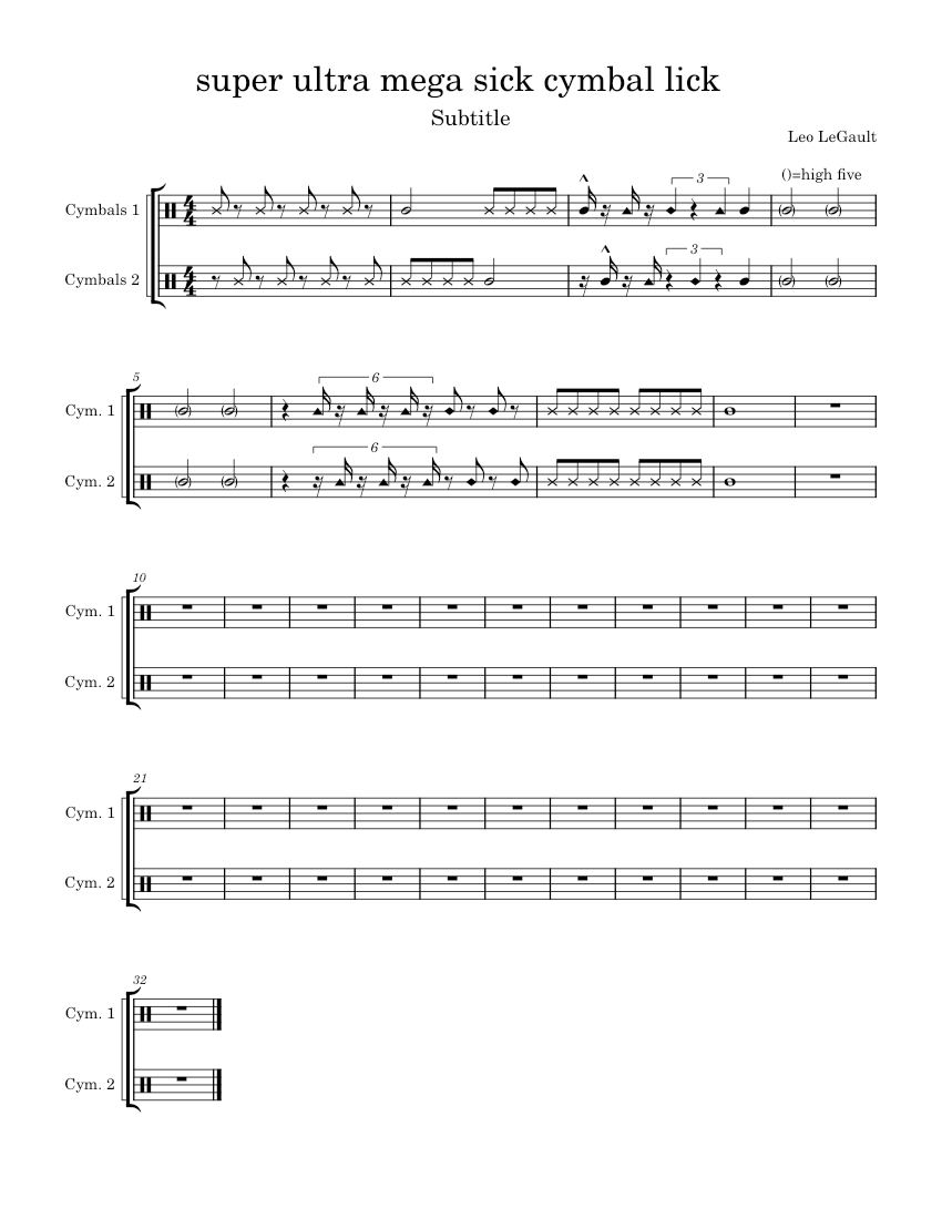 super ultra mega sick cymbal lick No.1 Sheet music for Tuba (Brass Duet ...
