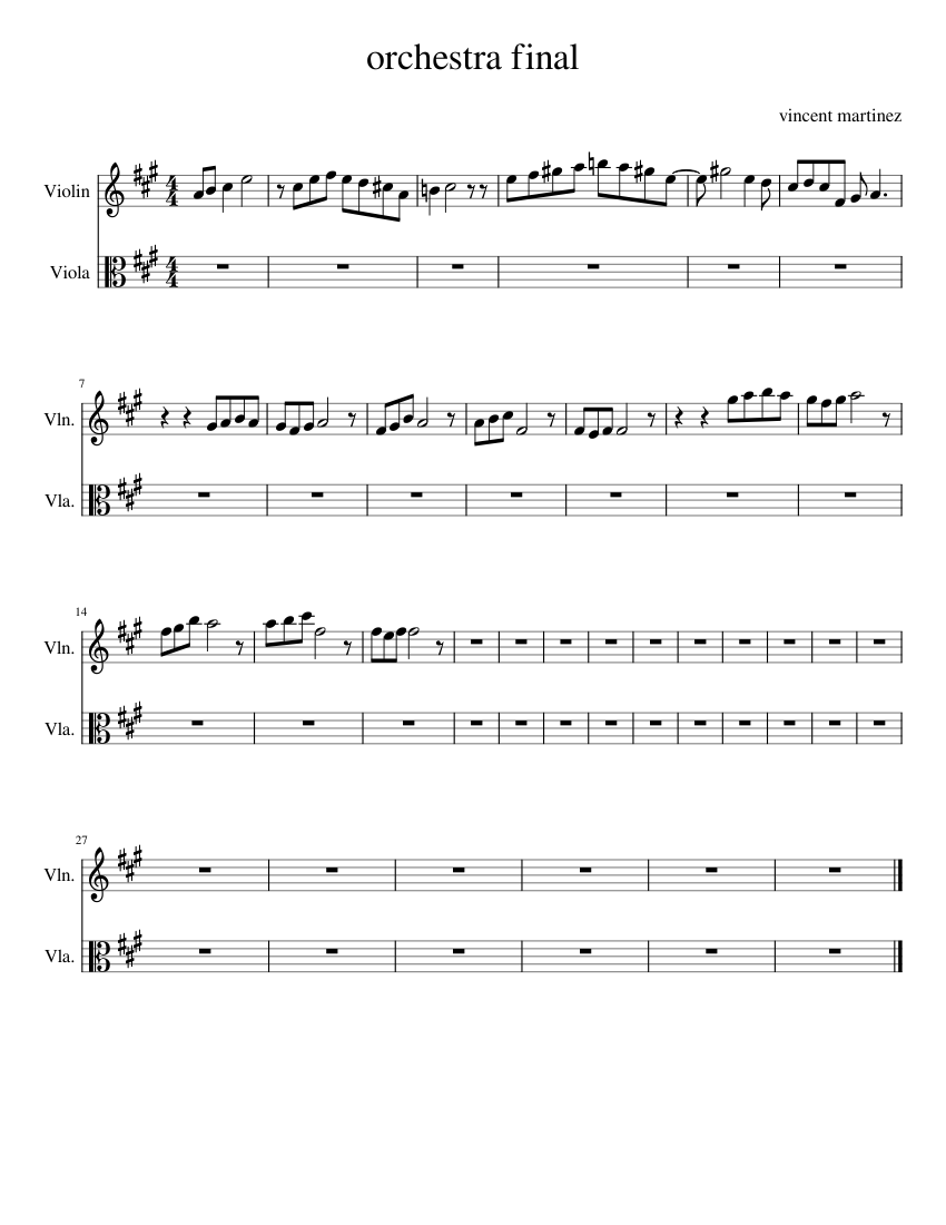 orchestra final Sheet music for Violin, Viola (String Duet) | Musescore.com