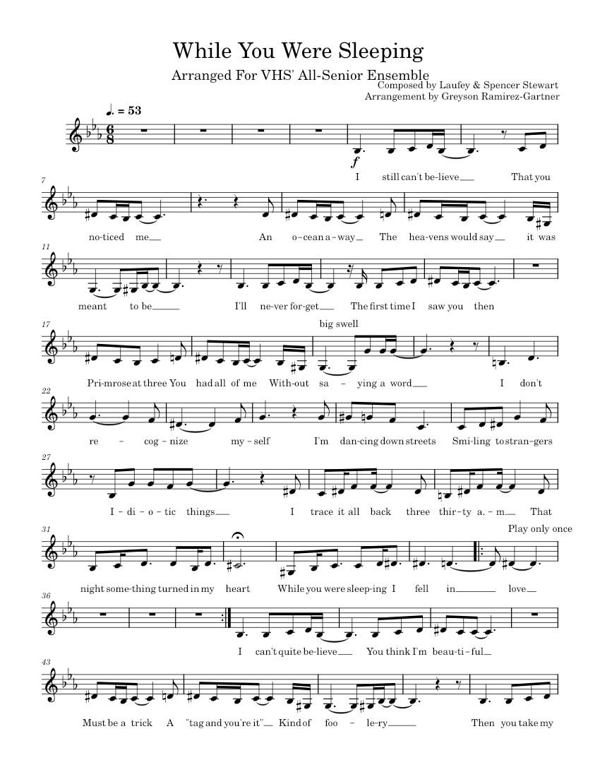 While You Were Sleeping – Laufey While You Were Sleeping (Vocals - Eb Major) – Laufey Sheet ...