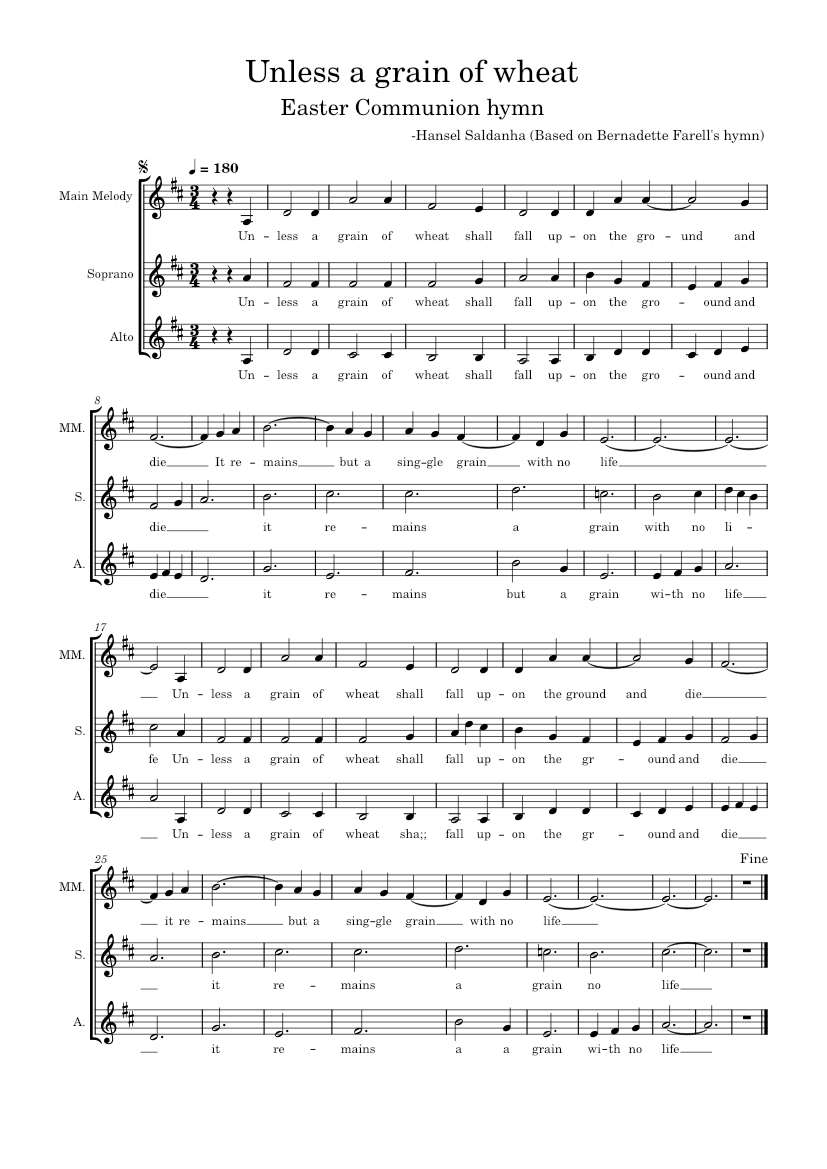 Unless a grain of Wheat – Bernadette Farrell Sheet music for Soprano ...