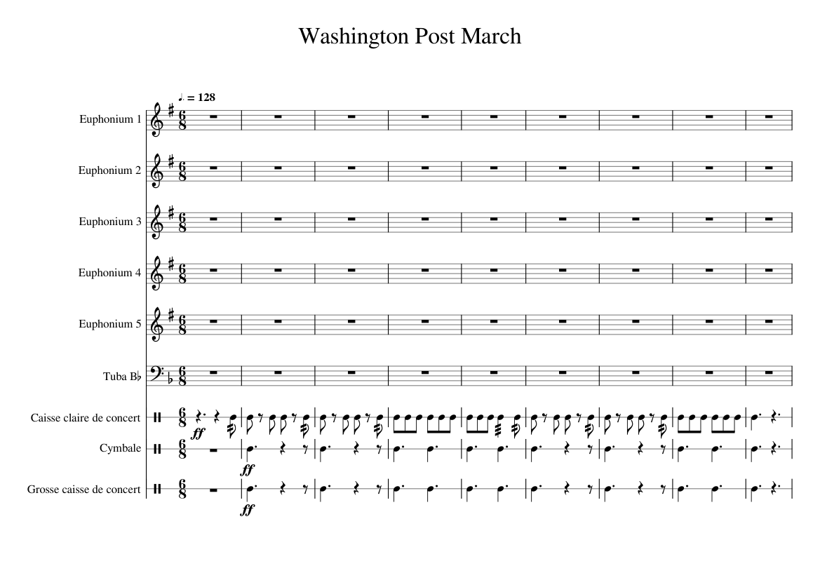 Washington Post March-Sousa Sheet music for Euphonium, Tuba, Snare drum ...