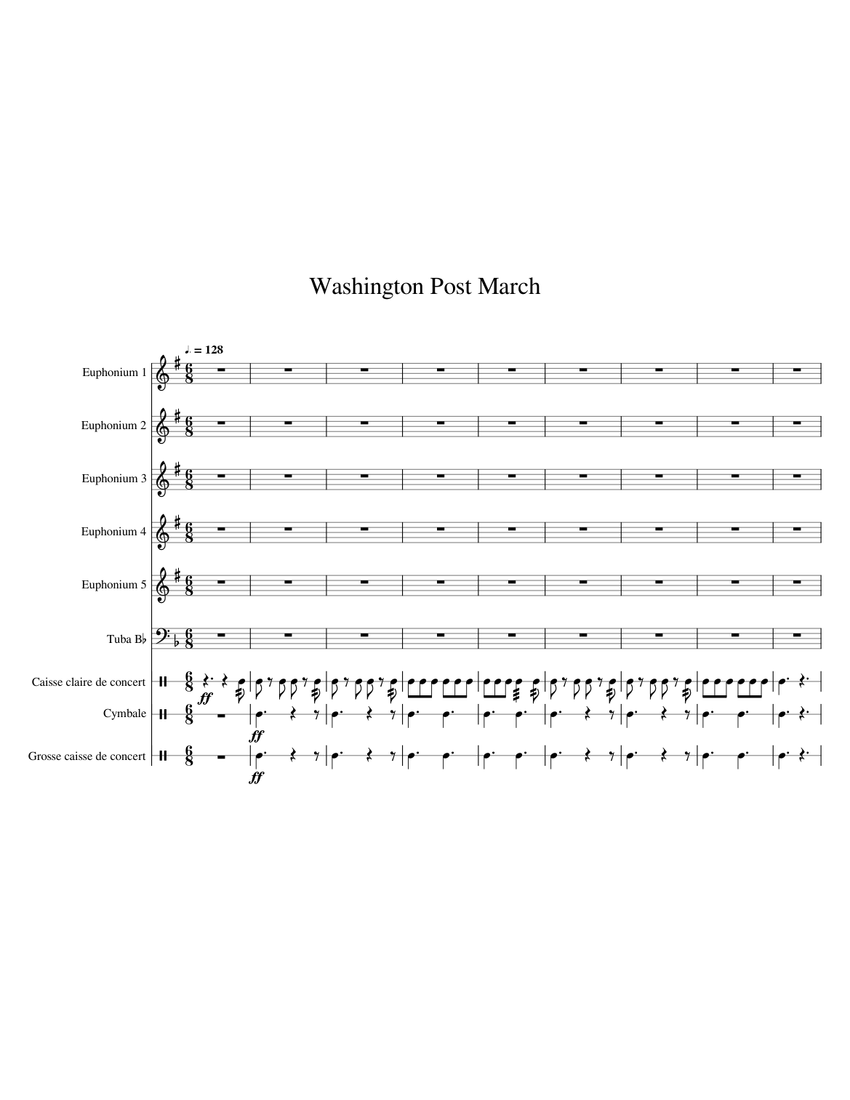 Washington Post March-Sousa Sheet music for Euphonium, Tuba, Snare drum ...