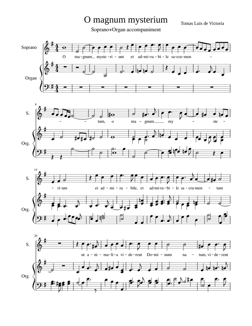 O magnum mysterium – Tomás Luis de Victoria O_magnum_mysterium (S+organ ...