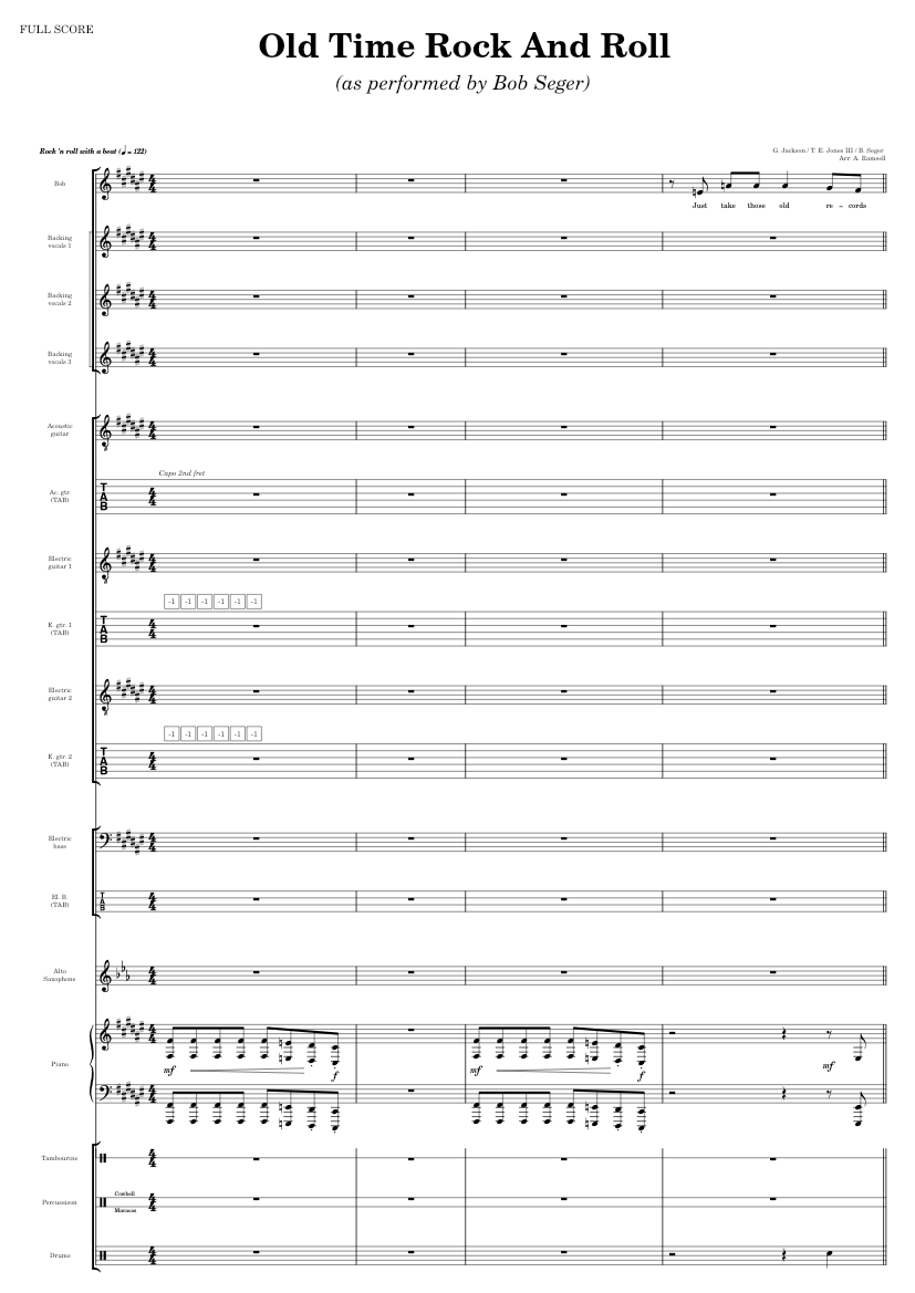 Old Time Rock And Roll – Bob Seger Sheet music for Piano, Vocals ...