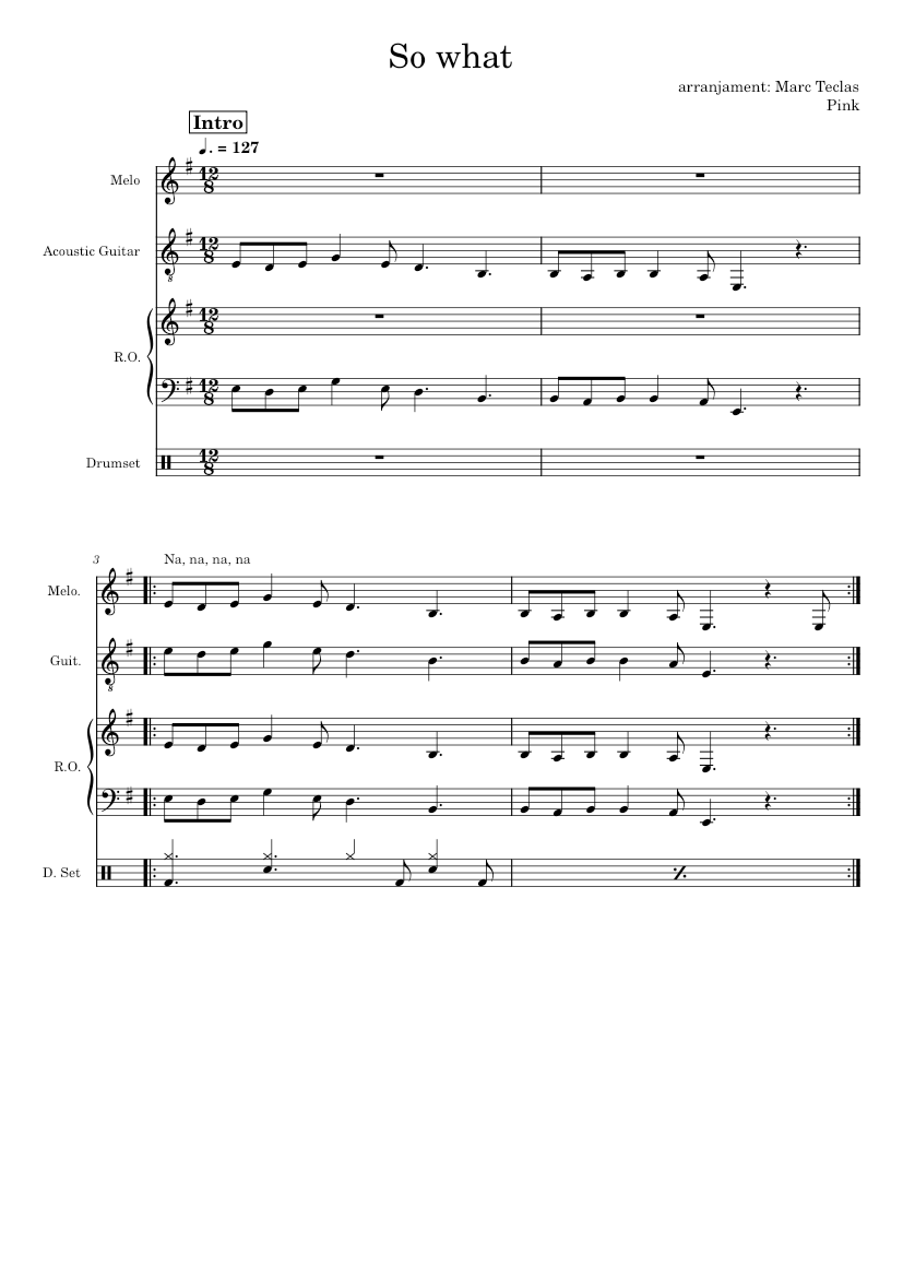 So what.mscz Sheet Music with Chords for Organ, Guitar, Drum group ...