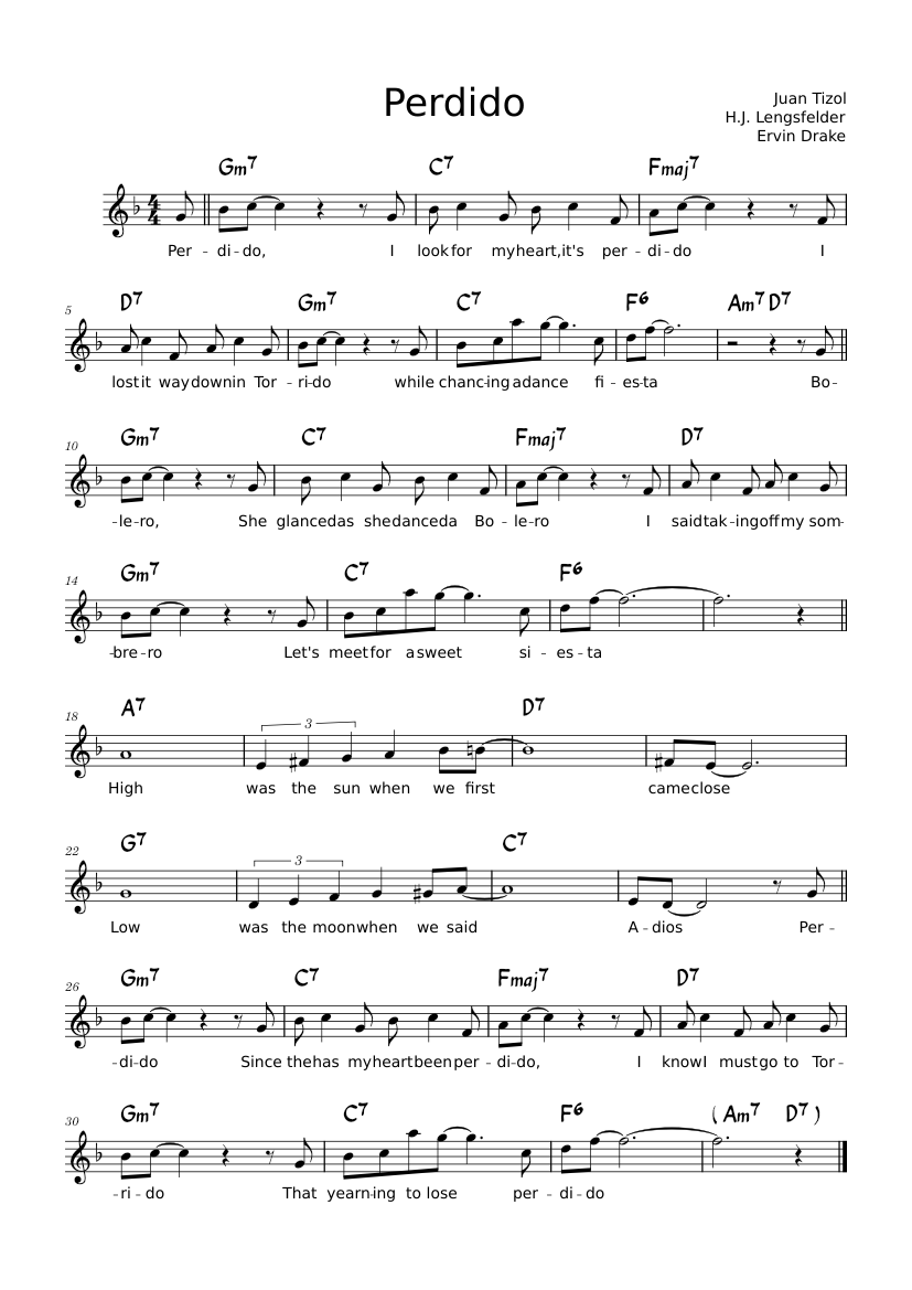 Perdido – Duke Ellington Sheet Music for Piano (Solo) Easy | MuseScore.com