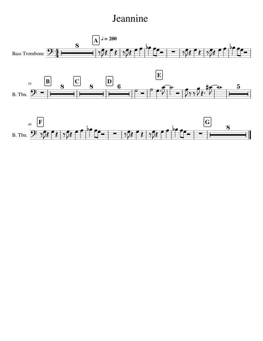 Jeannine Sheet music for Trombone tenor, Trombone bass (Mixed Quartet ...
