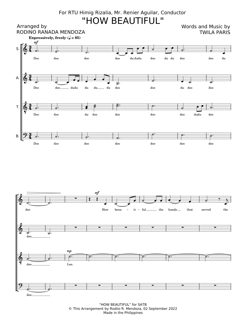 How beautiful - Twila Paris Sheet music for Soprano, Alto, Tenor, Bass ...