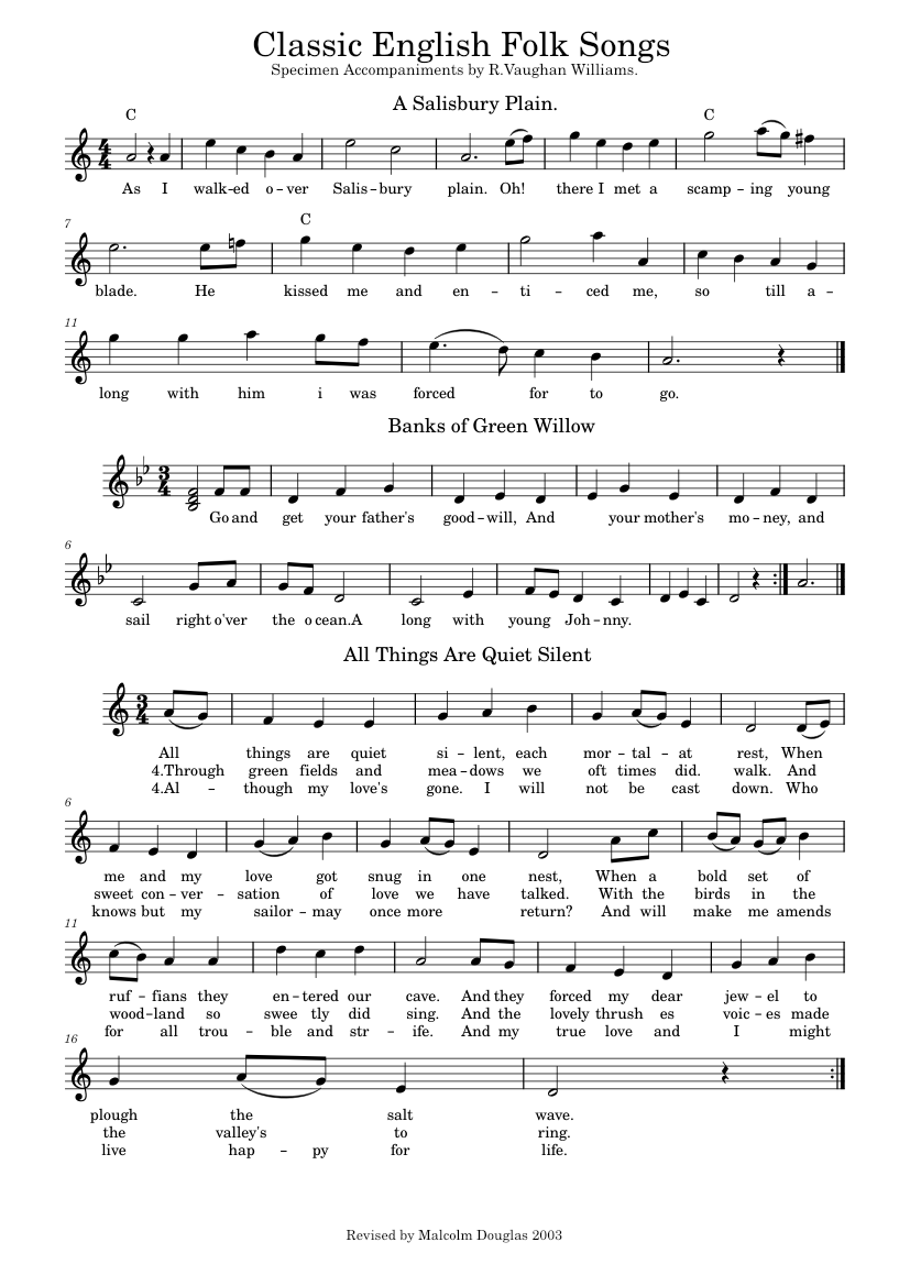 Classic English Folk Songs – Selected and Edited by R. Vaughan Williams ...