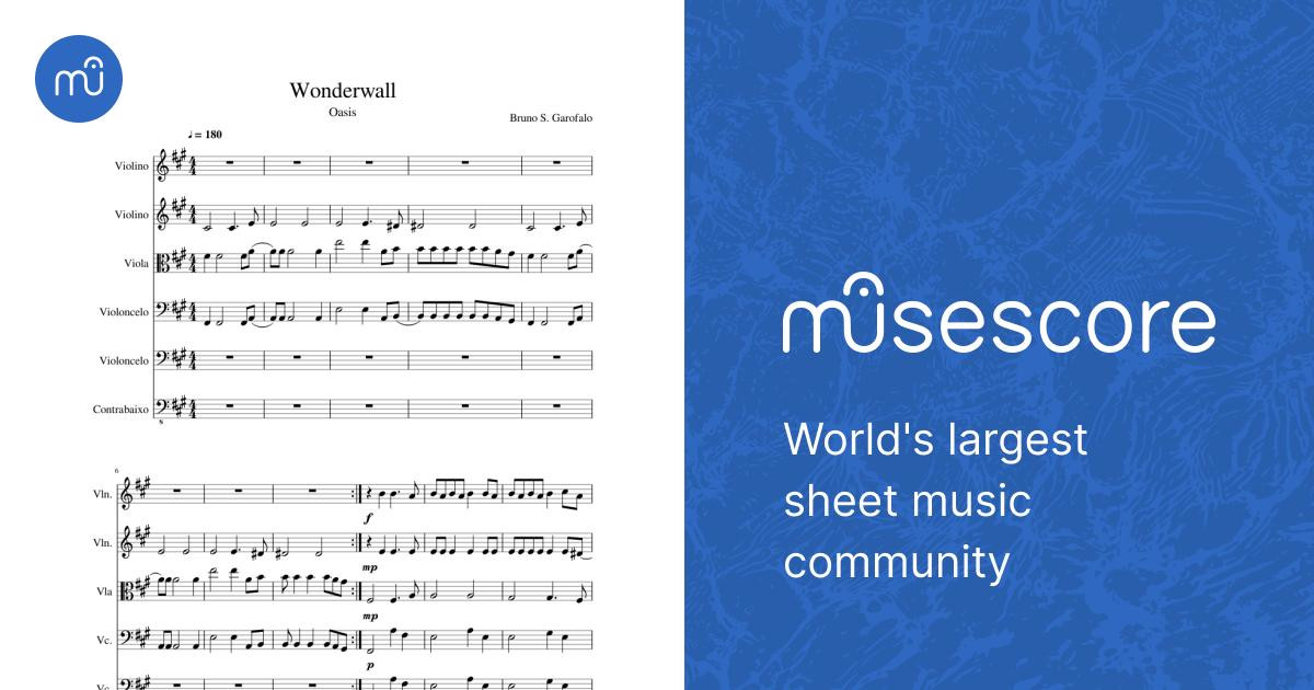 Wonderwall Sheet music for Contrabass, Violin, Viola, Cello (Mixed ...