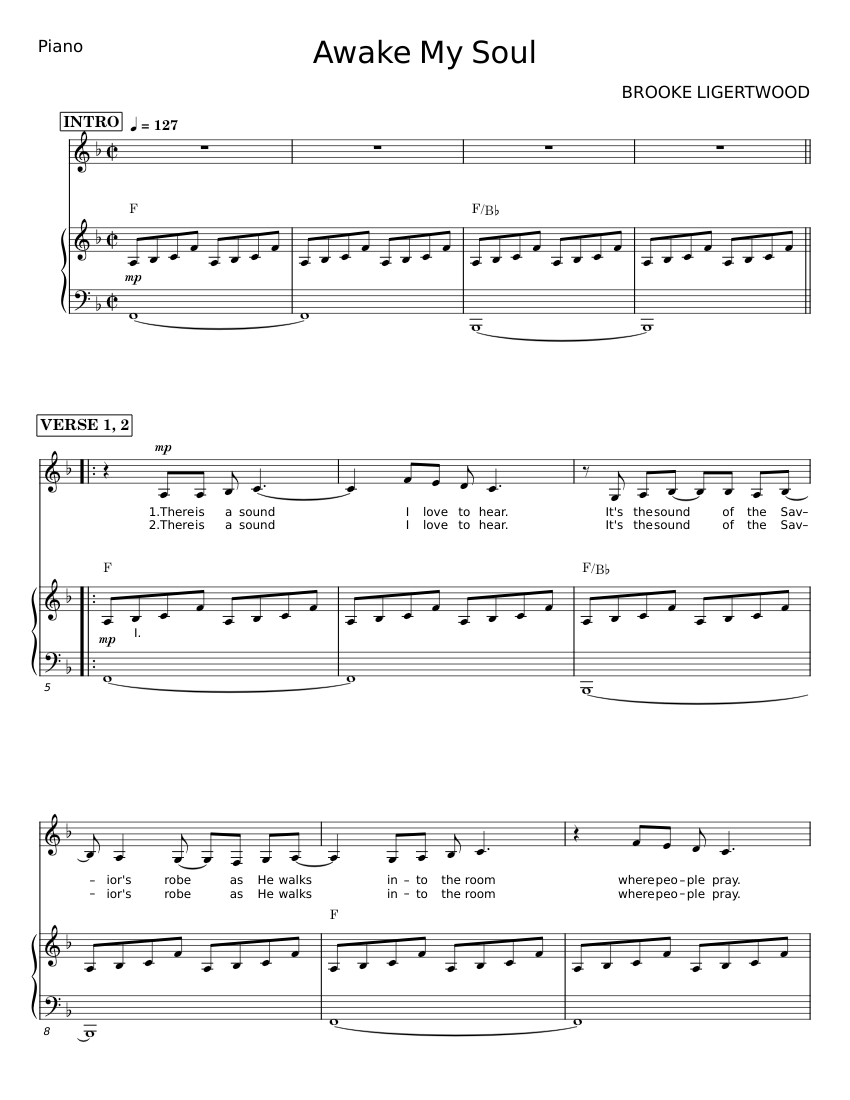Awake My Soul - BROOKE LIGERTWOOD Sheet music for Piano, Synthesizer ...