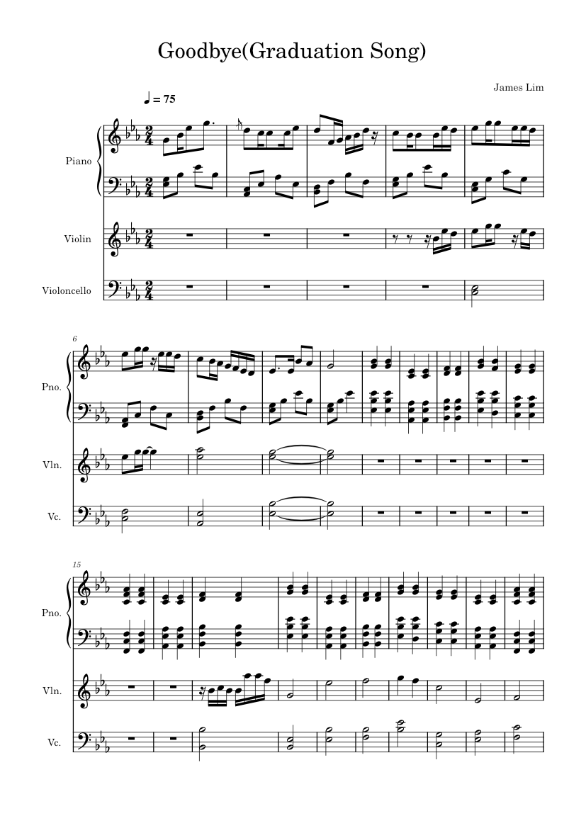 Graduation Song Sheet Music for Piano, Violin, Cello (Concert Band ...