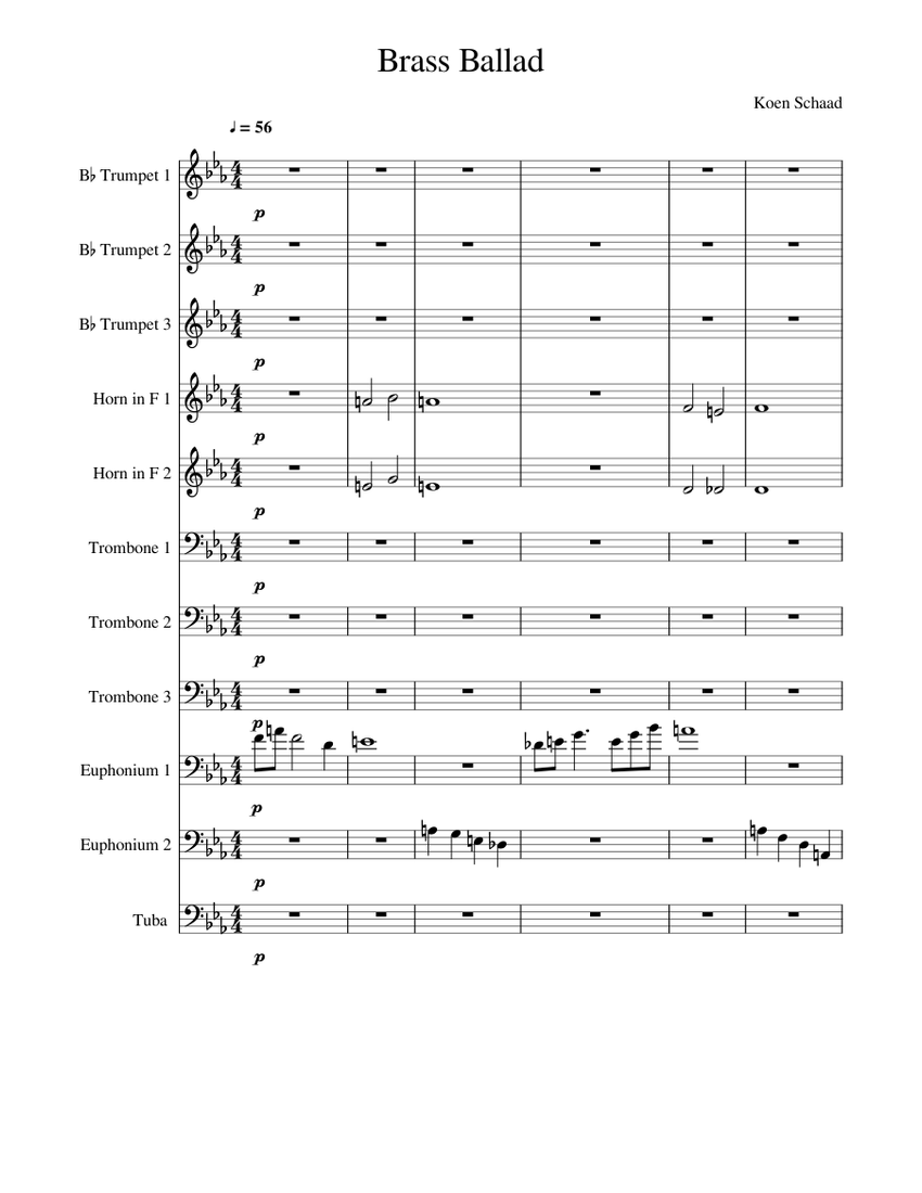 Brass Ballad Sheet music for Trombone, Euphonium, Tuba, Trumpet in b ...