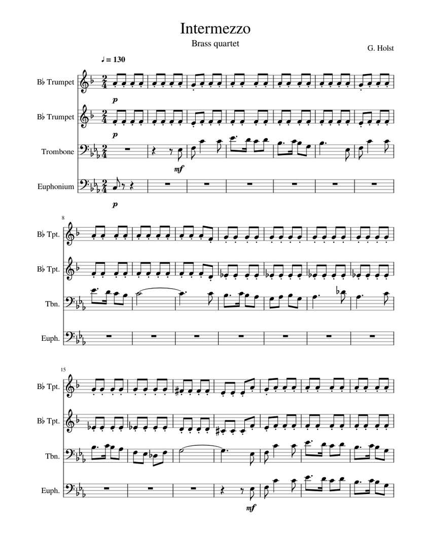 First Suite in Eb Major - II. Intermezzo Sheet music for Trumpet (In B ...