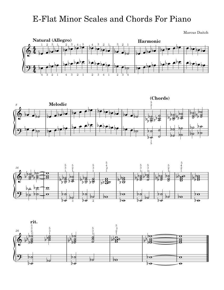 E-Flat Minor Scales and Chords For Piano Sheet music for Piano (Solo ...