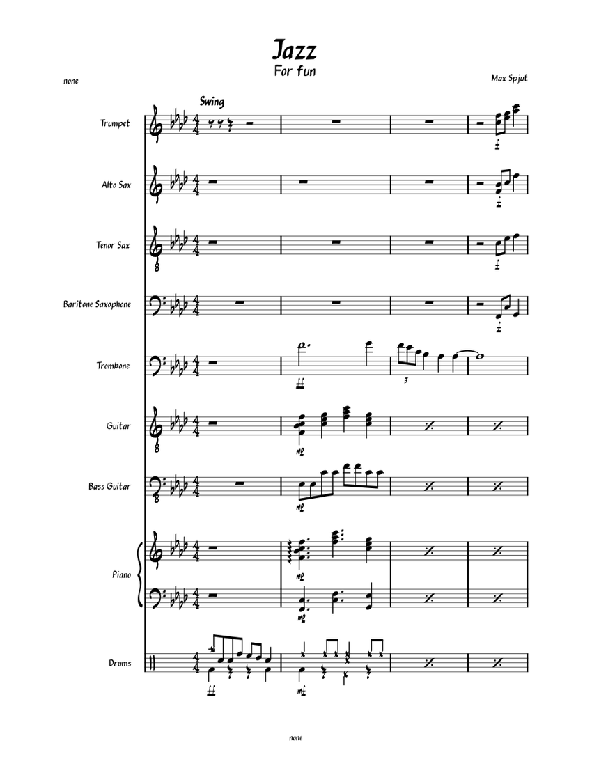 Jazz cause jazz Sheet music for Piano, Trombone, Saxophone alto ...