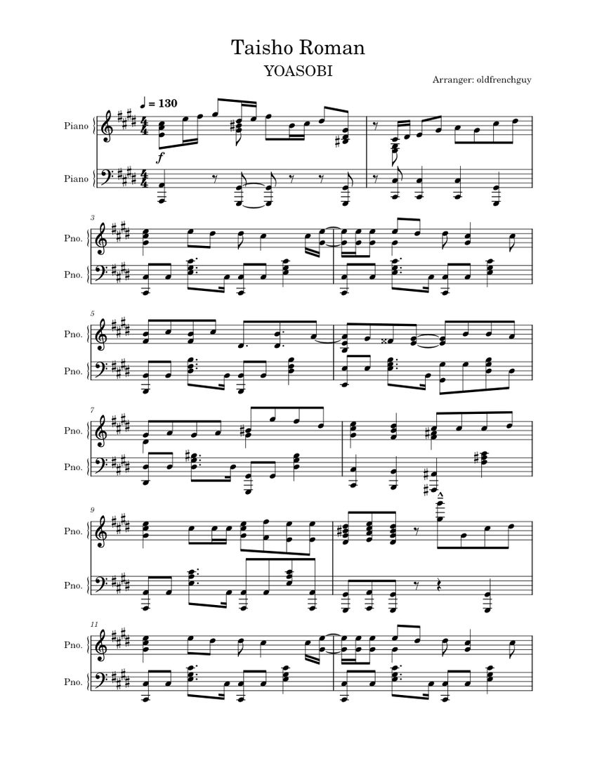 Romance (Taisho Roman) - YOASOBI Sheet music for Piano (Piano Duo ...