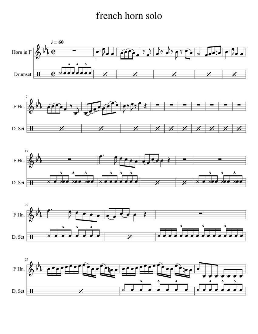 french_horn_solo Sheet music for French horn, Drum group (Mixed Duet ...
