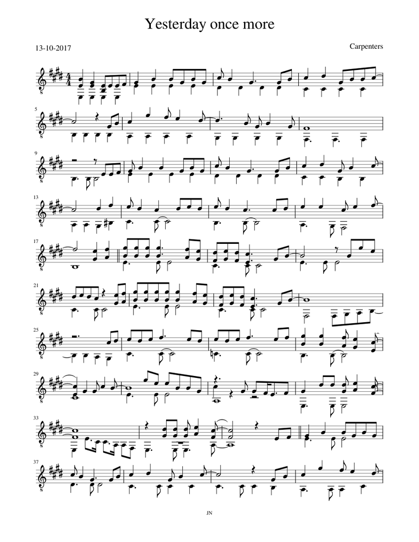 Yesterday once more Sheet music for Guitar (Solo) | Musescore.com