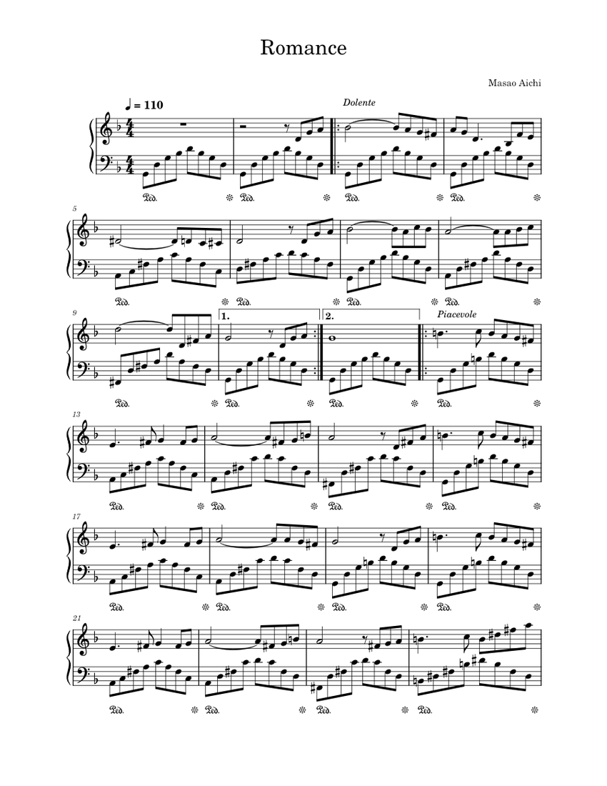 Romance Sheet music for Piano (Solo) | Musescore.com