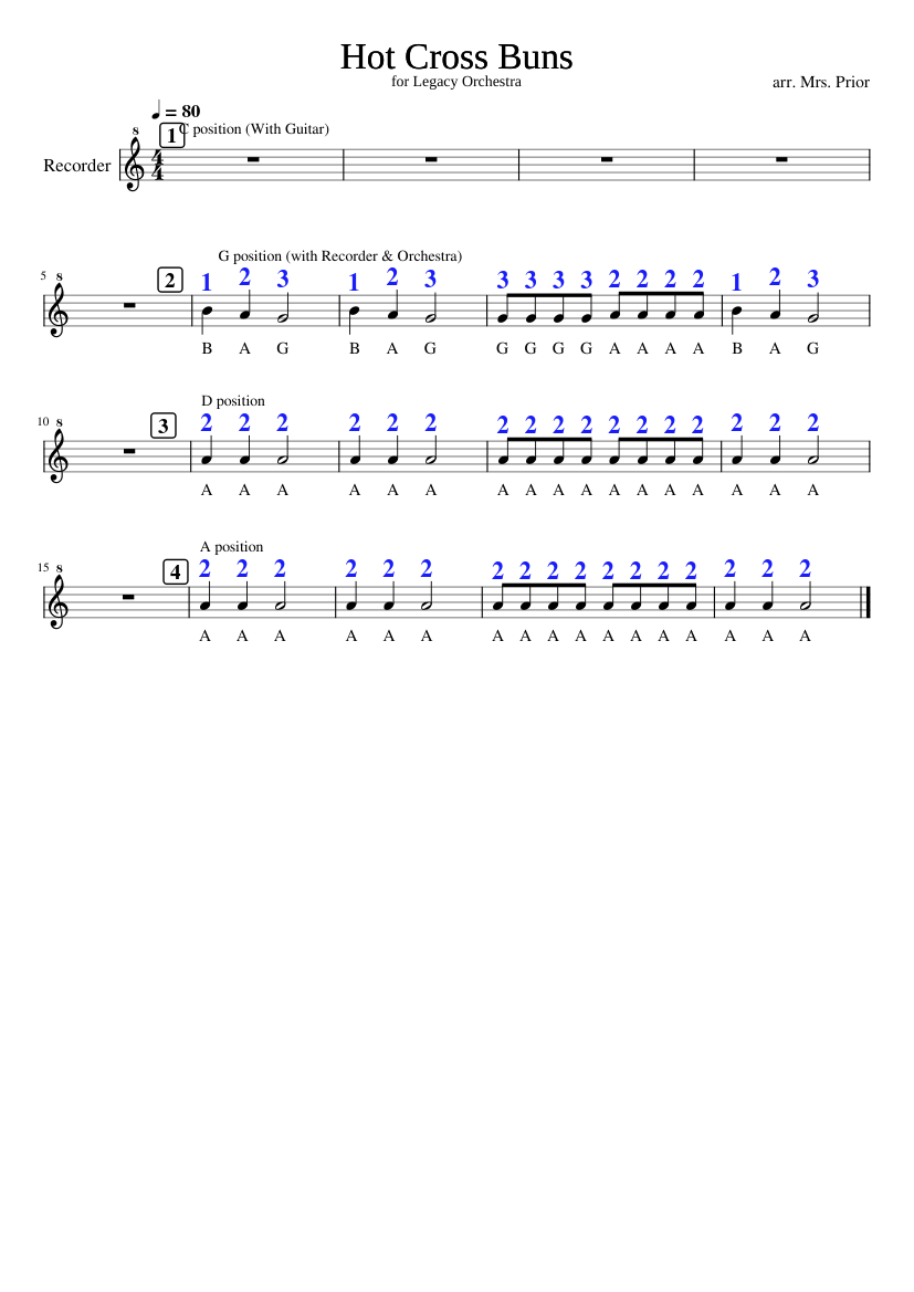 Hot Cross Buns – Recorder Sheet Music and Tab with Chords for Recorder ...