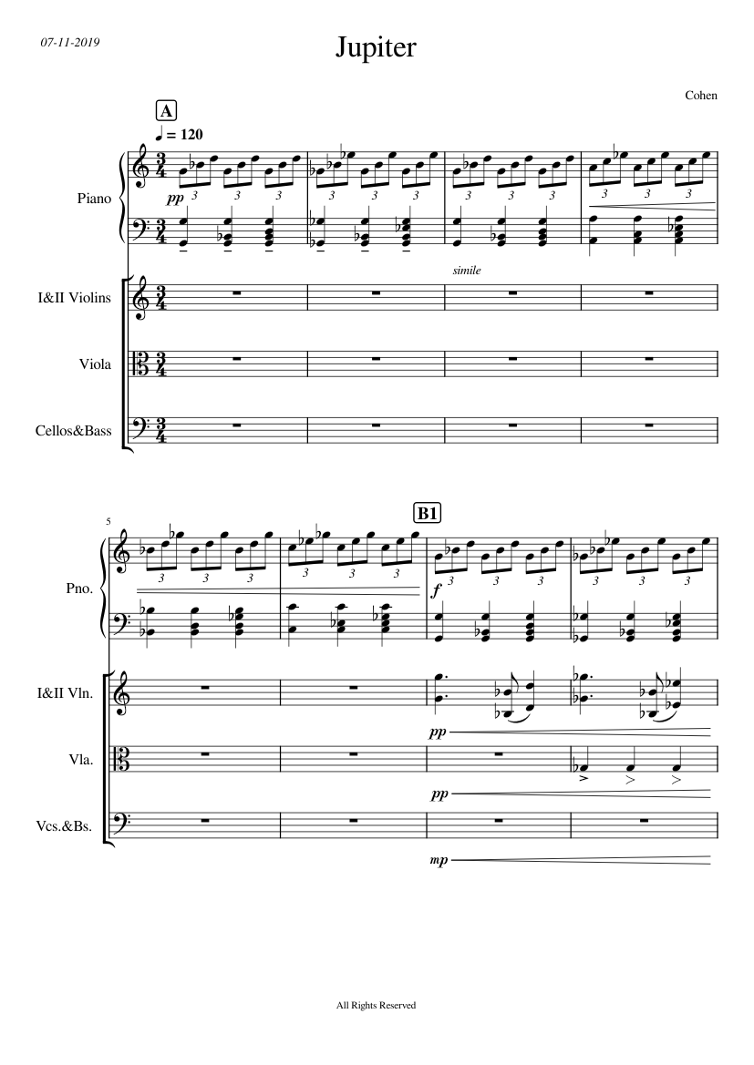 Jupiter Sheet music for Piano, Viola, Strings group (Mixed Ensemble ...