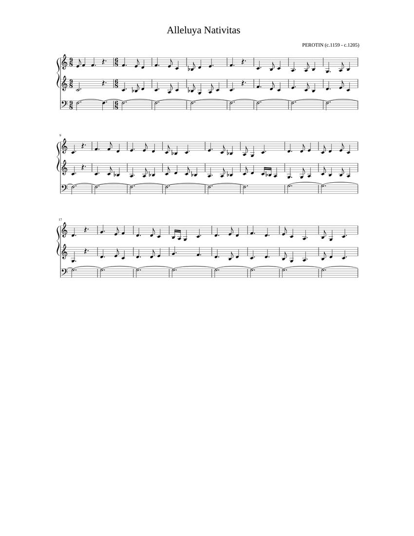 Alleluya Nativitas PEROTIN (c.1159 - c.1205) Sheet music for Organ ...