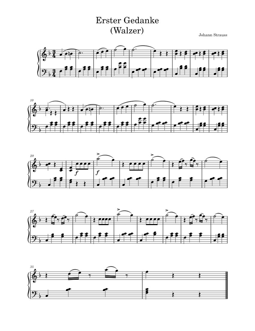 Erster Gedanke – Johann Strauss Jr. Erster Gedanke Walzer Sheet music ...
