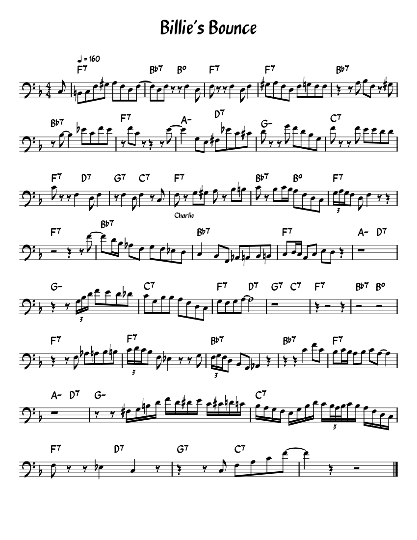 Billie's_Bounce Sheet music for Trombone (Solo) | Musescore.com
