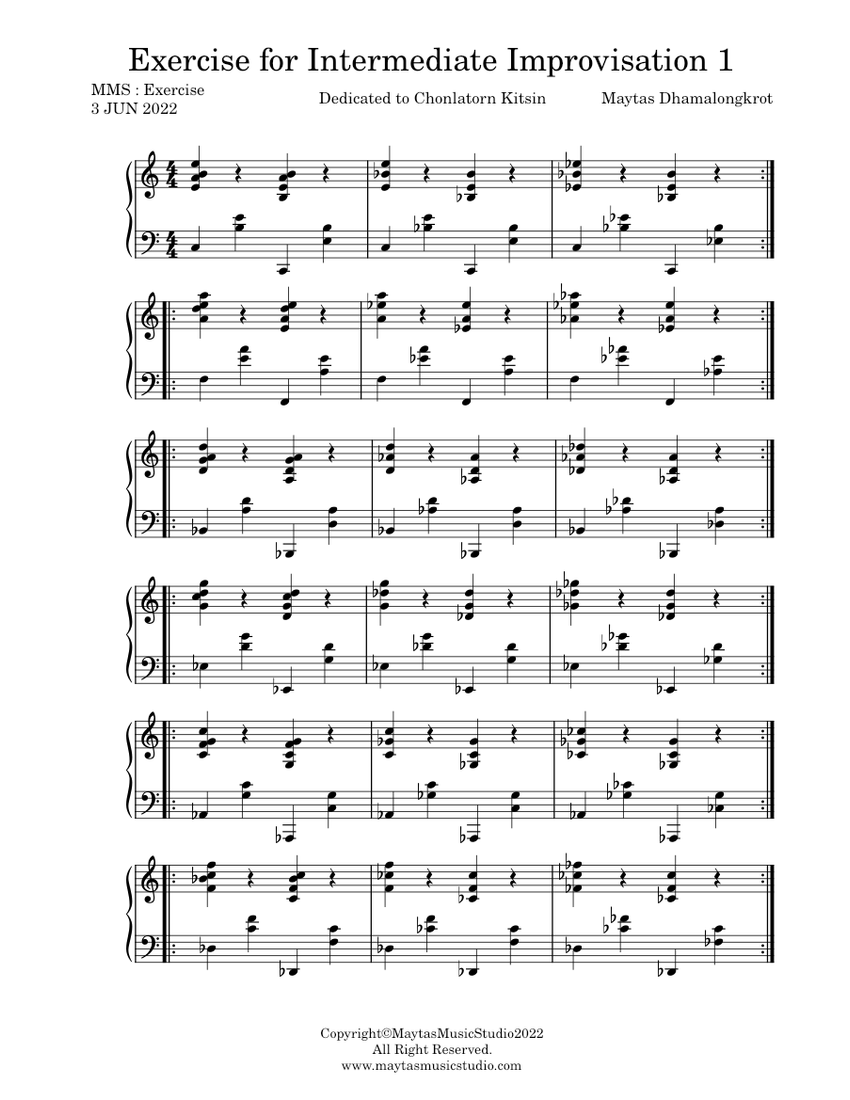 Exercise_for_Intermediate_Improvisation_1 MAYTAS Sheet music for Piano ...